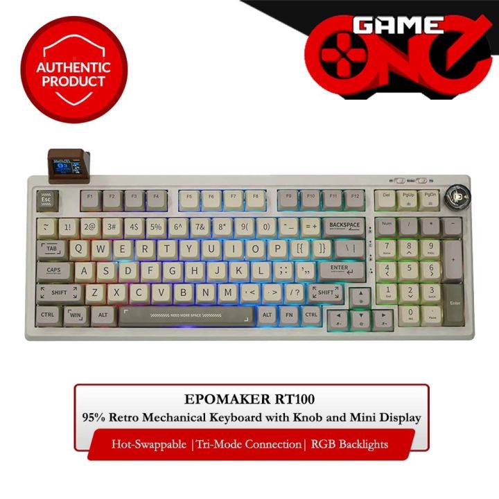 Epomaker RT100 95% R PBT Hot-Swappable Mechanical Keyboard with Knob ...