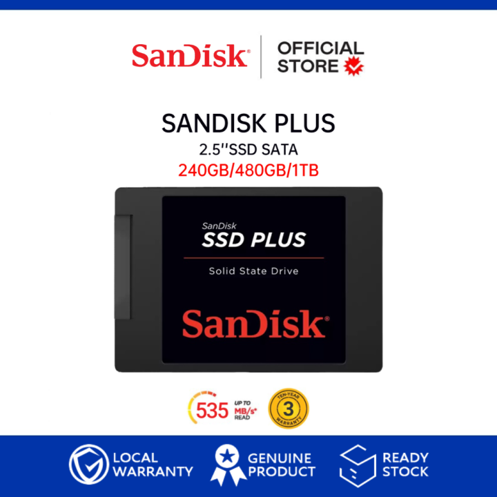SanDisk SSD PLUS 2.5" 240GB/480GB/1TB SATA III Internal Solid State Drive (SSD) (SDSSDA-1T00-G27 ...