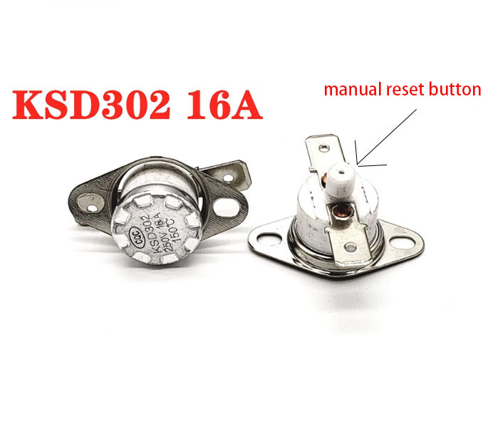 KSD301 KSD302 16A 250V Manual Reset Thermostat Flat Foot Movable Ring ...