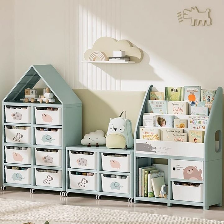 Kids Storage Rack Toy Storage Integrated Kids Cabinet Floor Bookshelf ...