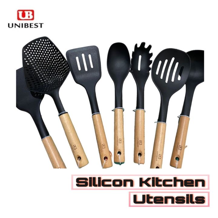 KRZ UNIBEST Wooden Handle Silicone Non Stick Cooking Utensils (SOLD ...