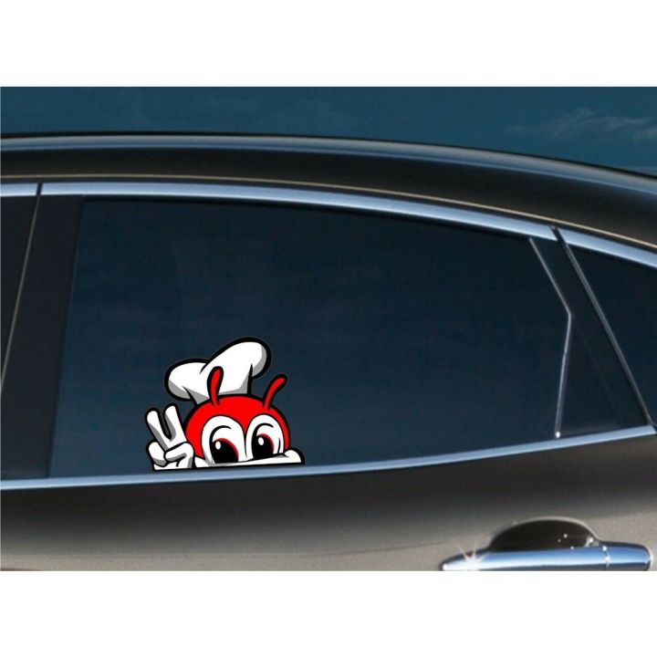 1Pair/2Pcs Jollibee Peace Peeking Peek Window Vinyl Decal JDM Stickers ...