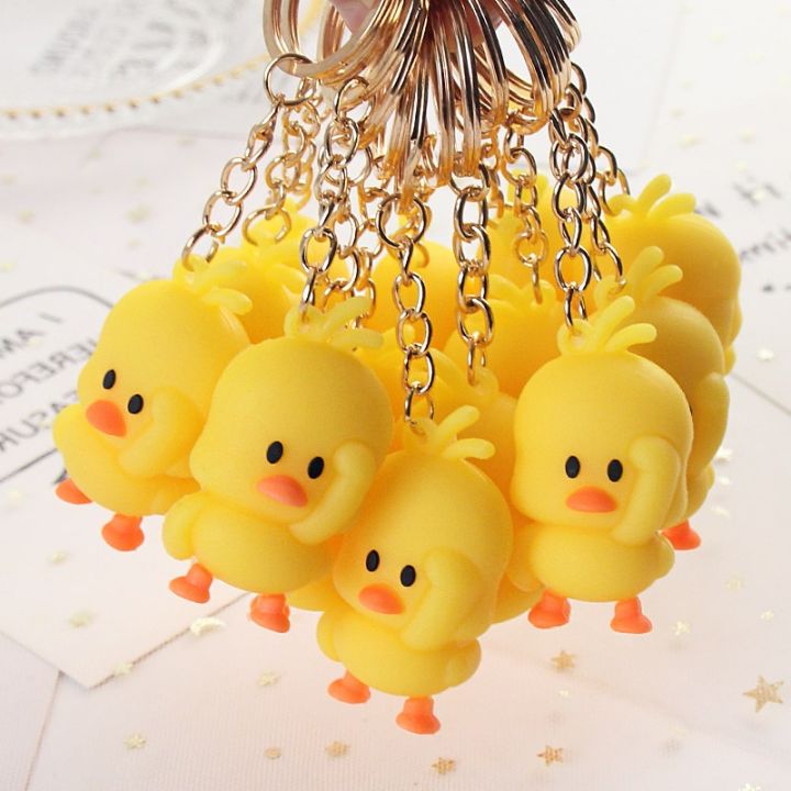 5/10Pcs Funny Cute Little Yellow Duck Key Chains For Women And Men ...