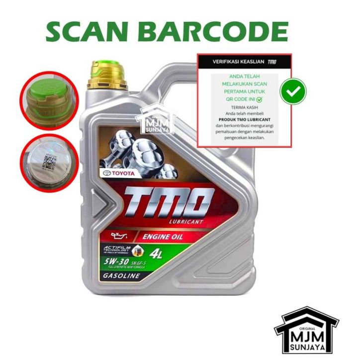 BARCODE Oli Toyota TMO Hijau 5W-30 4 Liter Oli Mesin Mobil Galon ...