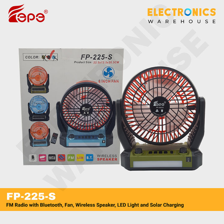 FEPE FP-225-S FM Radio with USB/TF, Bluetooth, Music Player, Fan ...