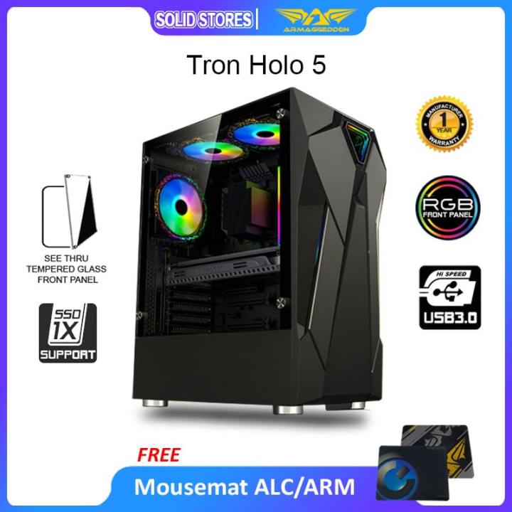 Casing Rakitan Armaggeddon Tron HOLO 5 - ATX Gaming Case Tempered Glass ...