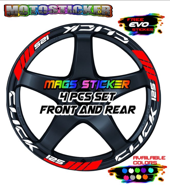 Honda Click 125 mags sticker 4pcs set front and rear fit to all version ...