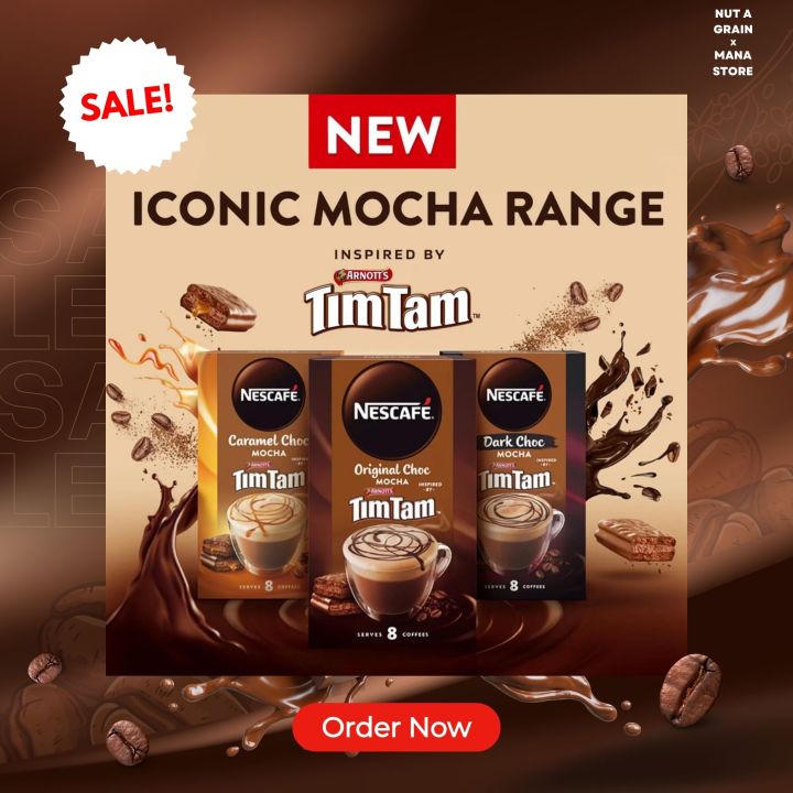 อร่อยยยย ส่งฟรี! ☕Nescafe Tim Tam Coffee Sachets Original Choc Mocha 8 Packs/Box | Lazada.co.th