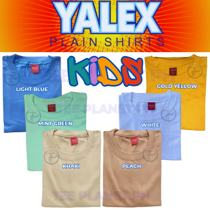YALEX KIDS TSHIRT PLAIN RED LABEL ROUND NECK LIGHT BLUE MINT GREEN ...