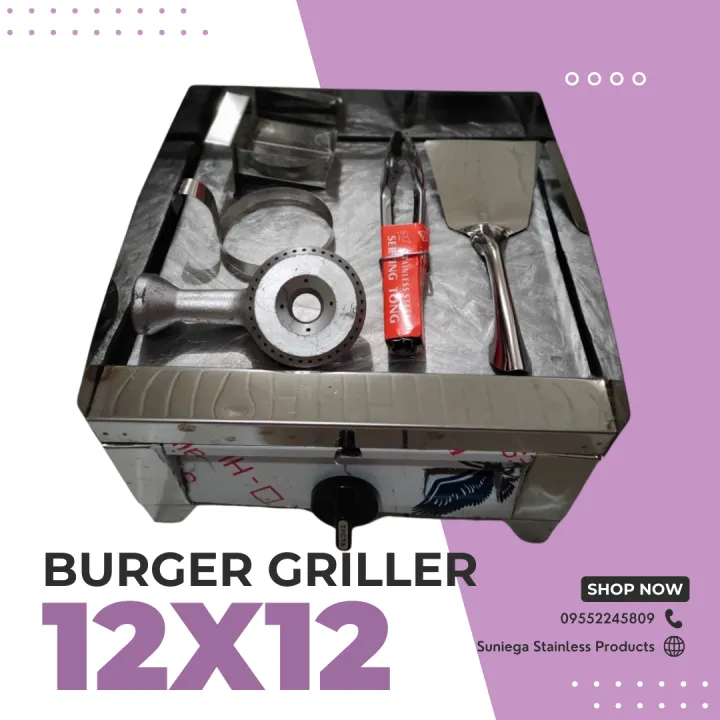 12x12 Stainless Burger Griddle Gas Operated Burger Grill Griller Lutuan ...