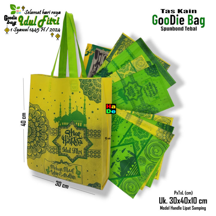 Tas Kain Spunbond Goodie Bag Tali 30x40x10 Bingkisan Souvenir Hampers Parcel Lebaran Idul Fitri ...