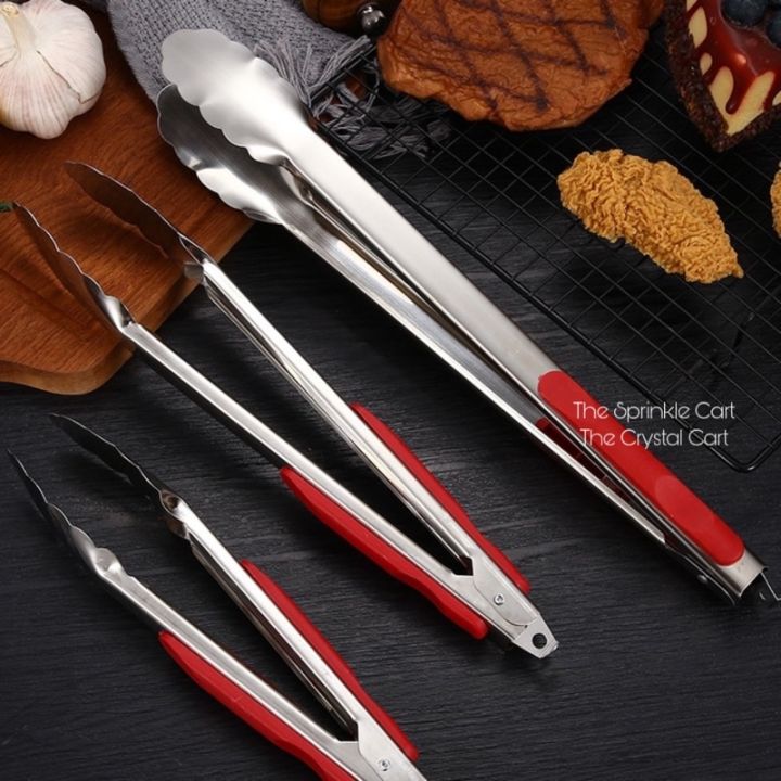 Stainless Steel Food Tongs BBQ Salad Food Clamp Heavy Duty Clip ...