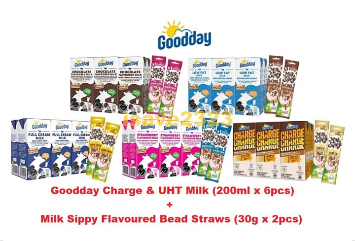 Goodday Charge & UHT Milk (200ml x 6s) + Milk Sippy Flavoured Bead ...