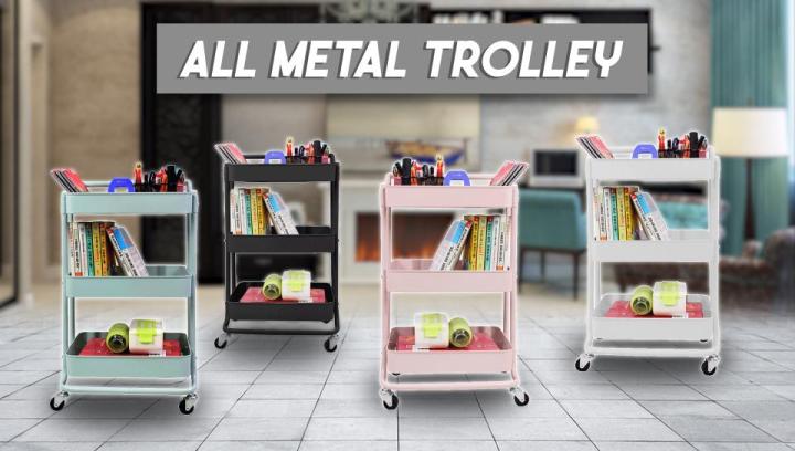 3-Tier Kitchen Utility Metal Trolley Storage Cart Shelf Rack Organizer ...