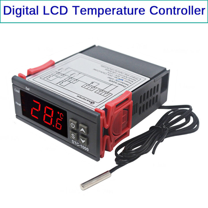 Digital LCD Temperature Controller Thermostat STC-1000 1m NTC Sensor ...