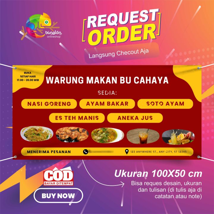 Spanduk Banner Merah Kuning Simpel Spanduk Warung Makan | Lazada Indonesia