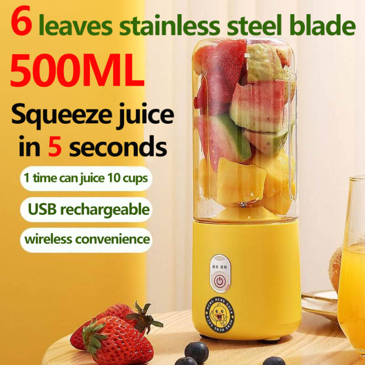 🍐 Squeeze juice in 5 seconds 🥑 portable juicer blender 500ML wireless ...