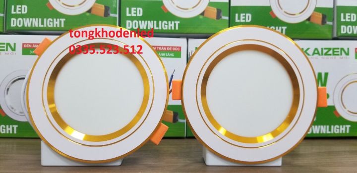 [RẺ VÔ ĐỊCH] Đèn Led âm trần 7w viền vàng 3 màu phi 90, Đèn Led Âm Trần ...