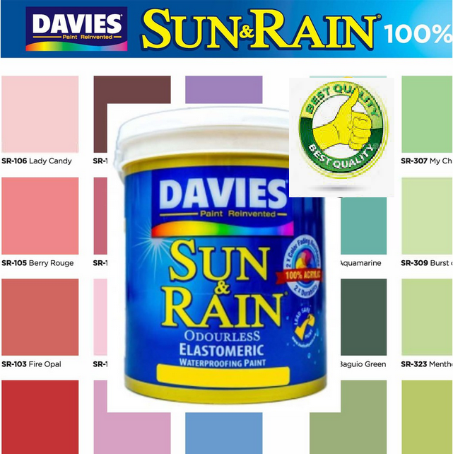 Davies Sun & Rain Elastomeric Paint Quart 1 Liter Odorless Odourless ...