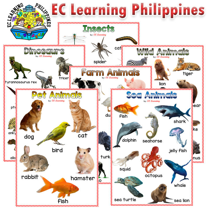 ANIMALS CHART EDUCATIONAL Laminated Wall Charts for Kids FARM ANIMALS ...