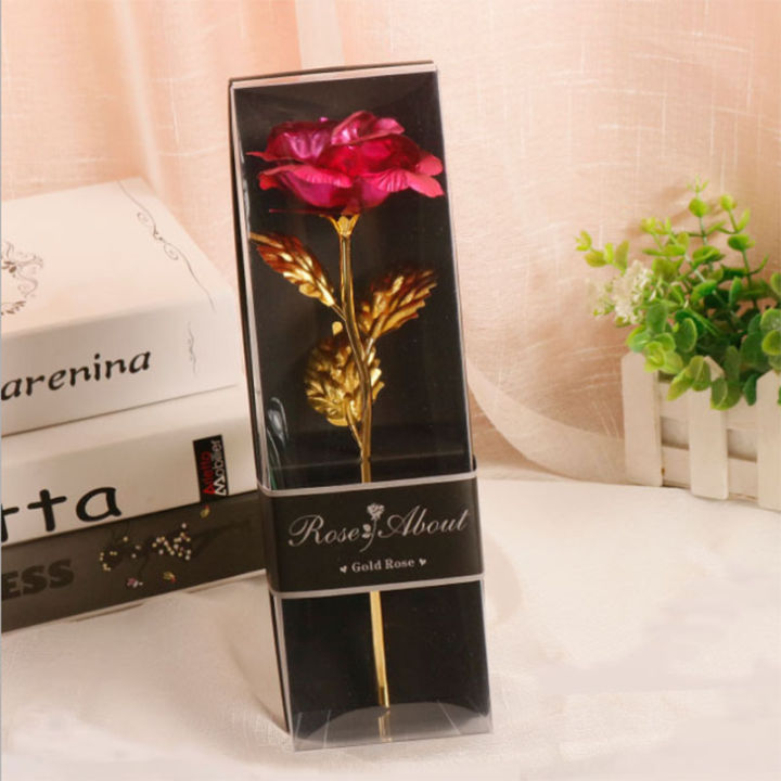 Bunga Mawar Dekorasi Gold Foil Gift Rose Artificial Flower bunga kado ...