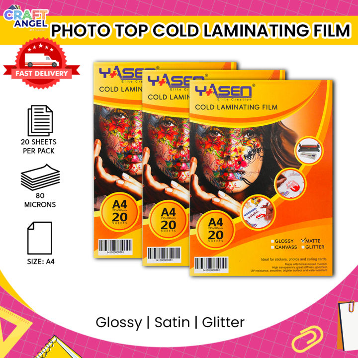 Yasen Photo Top Cold Laminating Film A4 80 Microns Waterproof PVC Satin ...