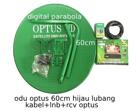 Odu Parabola Mini Optus 60 cm Hijau Full Set Lubang + 1 Pcs Receiver Optus | Lazada Indonesia