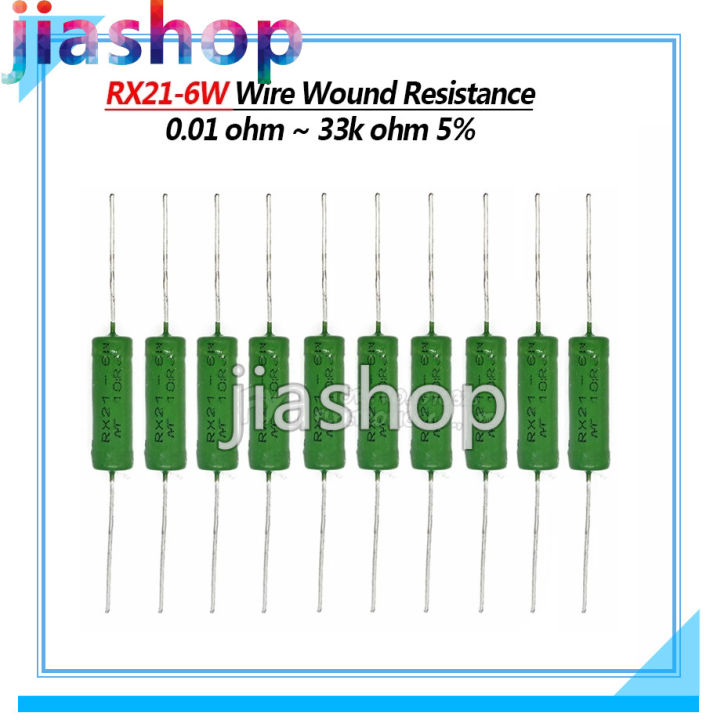 5PCS RX21 6W Wire Wound Resistance 5% 1R 10R 100R 1K 10K 12K 15K 18R ...
