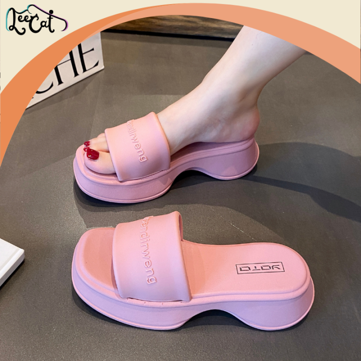 【LeeCat】Classy Thick Bottom Slide Slipper Casual Sandals for Women ...