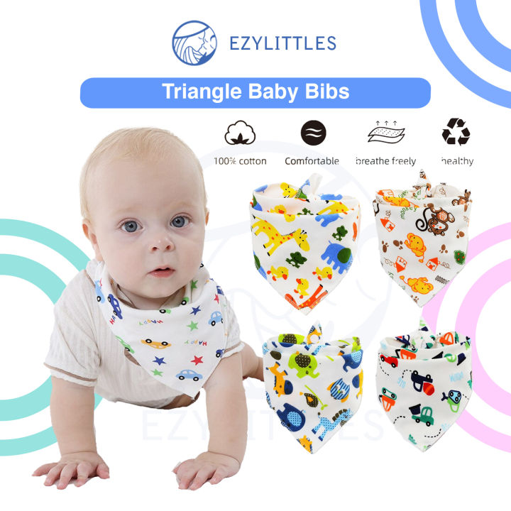 EZYLITTLES Baby Cotton Bib Triangle Scarf Gauze Newborn Cartoon Saliva ...