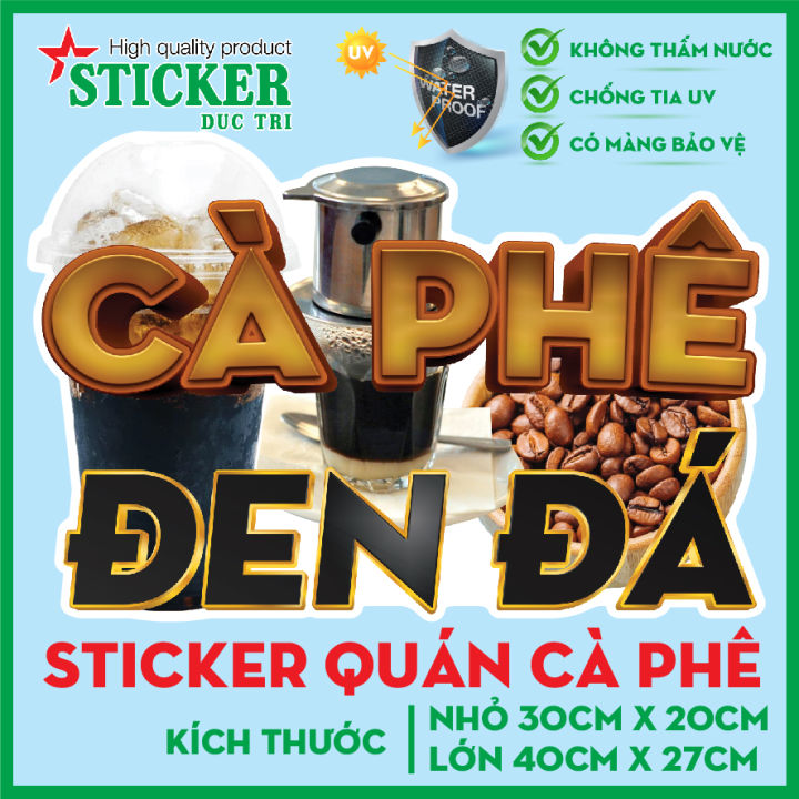 🔥 STICKER CÀ PHÊ ĐEN ĐÁ 🔥 TRANG TRÍ TƯỜNG, XE, CỬA KÍNH QUÁN CÀ PHÊ ...