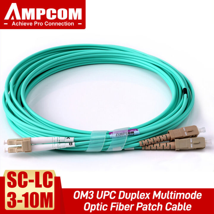 AMPCOM OM3 Fiber Optic Cables SC-LC(3-10M UPC)10G Gigabit Fiber Optic ...