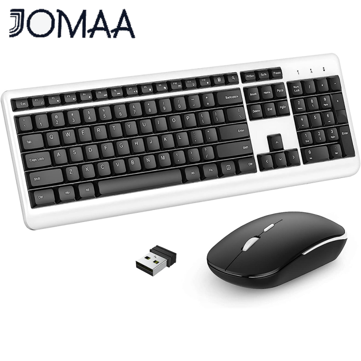 JOMAA Wireless Keyboard and Mouse set Combo Slim Compact Keyboard with ...