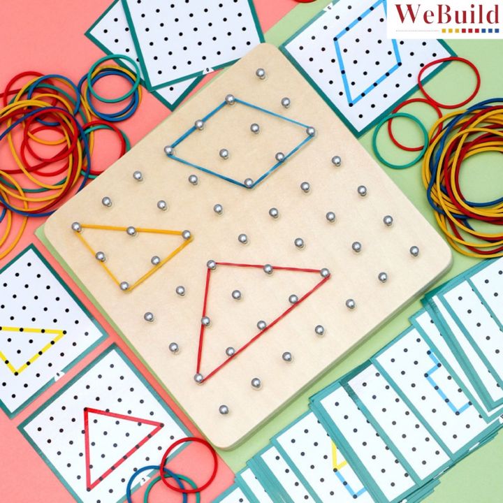 Montessori Wooden Geoboard 蒙氏钉子板数学几何形状教具 3-6 years old Mathematic Shape ...