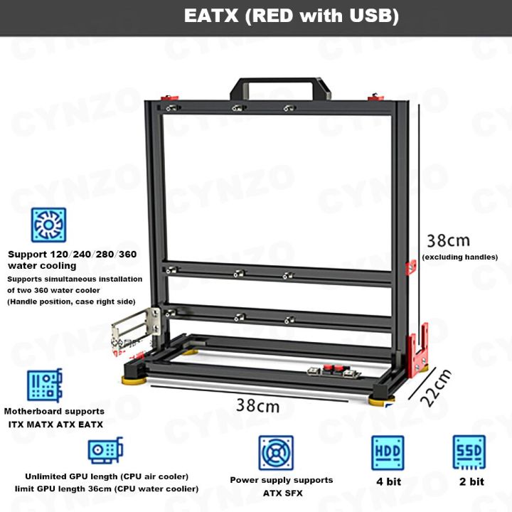 DIY Desktop Gamer Cabinet For ITX MATX ATX EATX Vertical PC Case Open ...
