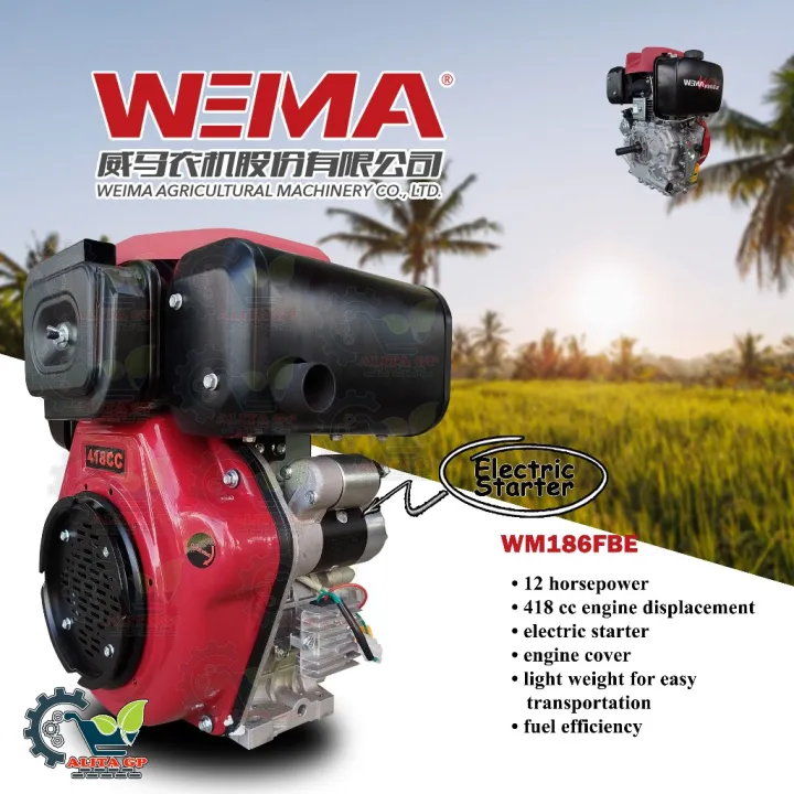 High Speed Air Cooled Diesel Engine With Electric Start 186FA 12hp ...