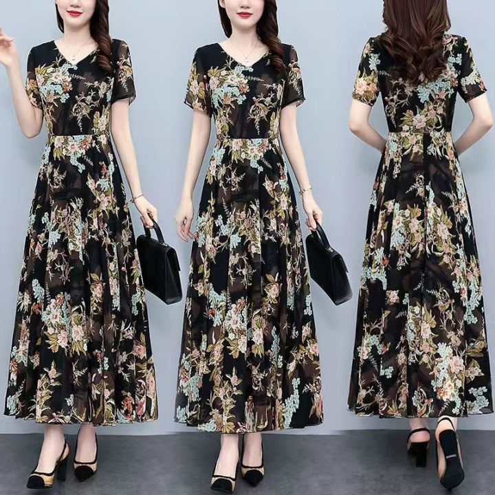 Plus Size 4XL Summer Fashion Women's Maxi Dress Short Sleeve V Neck ...