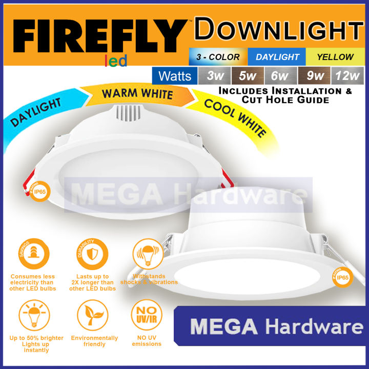 Firefly LED Integrated Downlight 3W 5W 6W 9W 12W 15W Watts (3Color) or ...