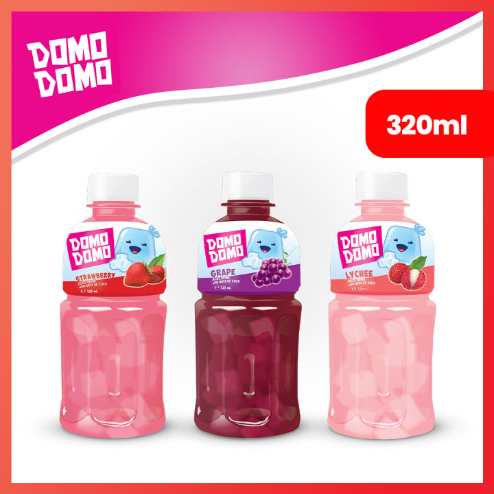 Domo-Domo Lychee/Strawberry/Grape Juice Drink with Nata De Coco (320ml ...