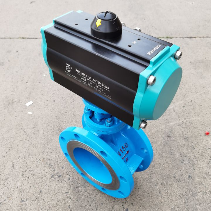 Pneumatic butterfly valve three eccentric metal hard seal natural gas ...