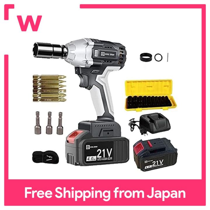 Impact Wrench Rechargeable Electric Impact 21V Driver Electric Drill with 2 Batteries and ...