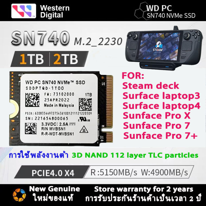 WD SSD 2230 SN740 1TB/2TB M.2 NVME 2230 PCLE 4.0x4 SSD for surface Prox ...