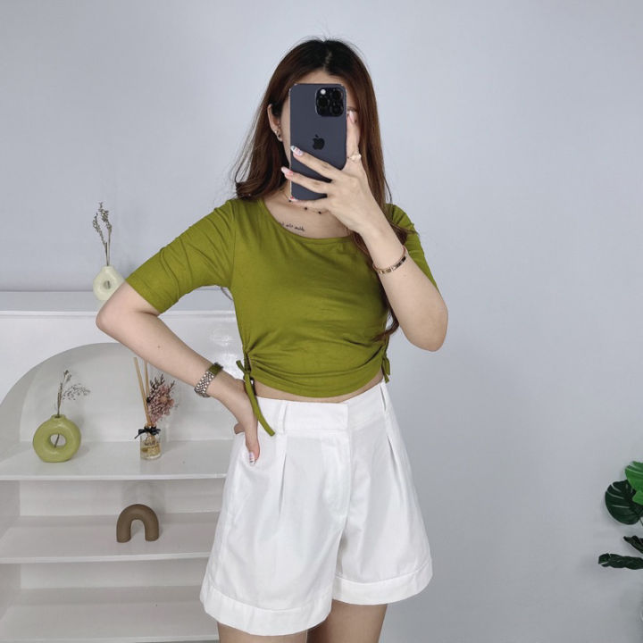 LC Gigie crop top serut | Lazada Indonesia