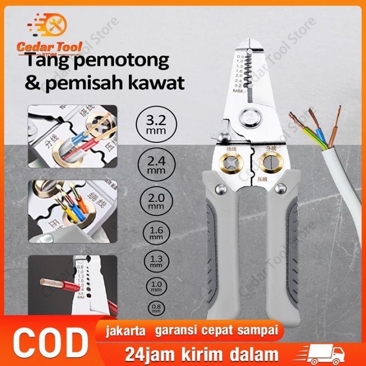Tang Skun Crimping Potong Kupas Lilit Kabel Listrik Multifungsi 6 in 1 ...