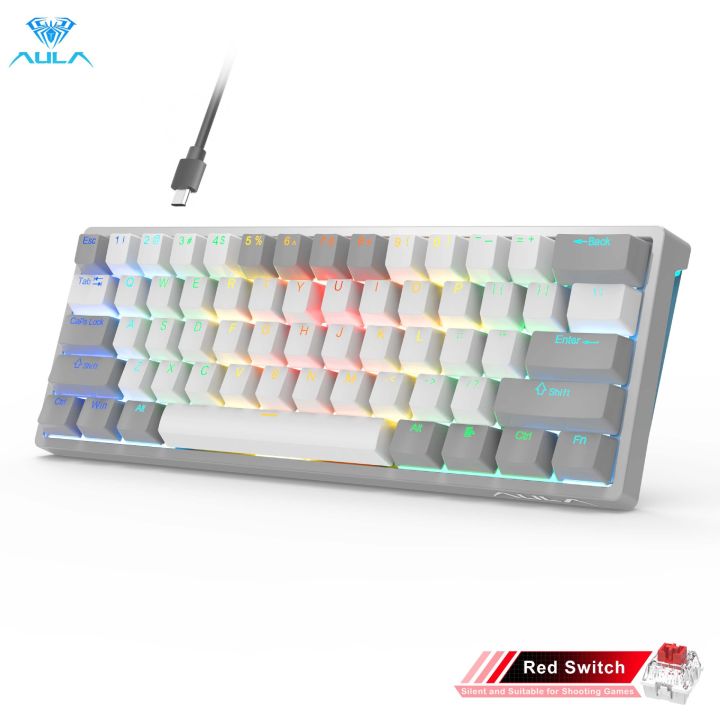 Aula F3261 Rgb Effect Usb Mini Cable Mechanical Gaming 61 Keyboard Keys ...