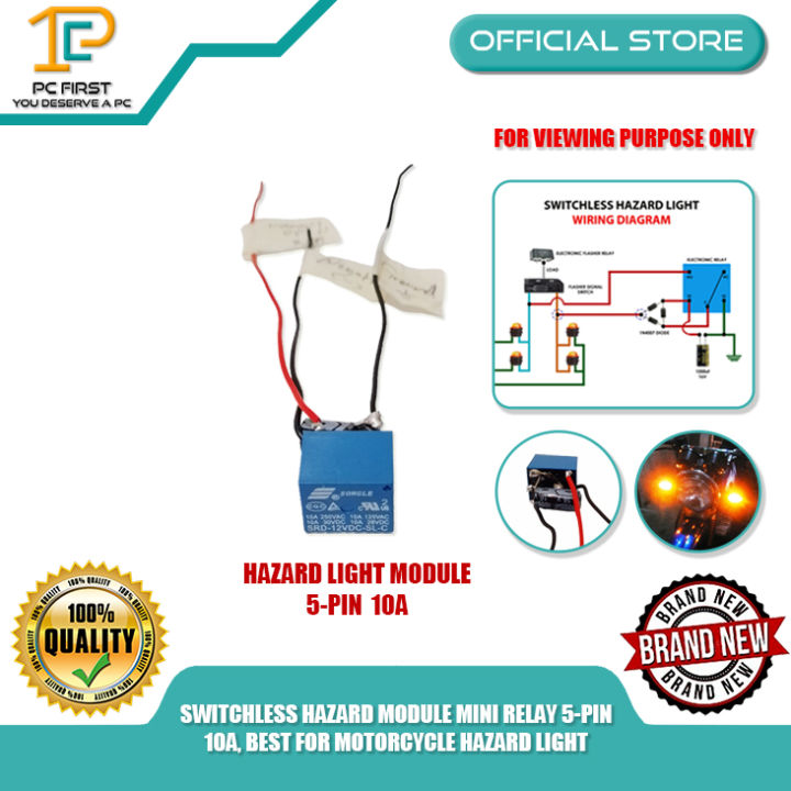 PC FIRST SWITCHLESS HAZARD MODULE MINI RELAY 5-PIN 10A, BEST FOR ...