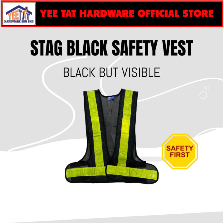 STAG Black Safety Vest / Highly Visible / All Day Comfort / Versatile ...