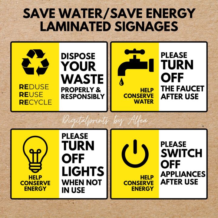 conserve energy, conserve water, save mother earth laminated signage ...