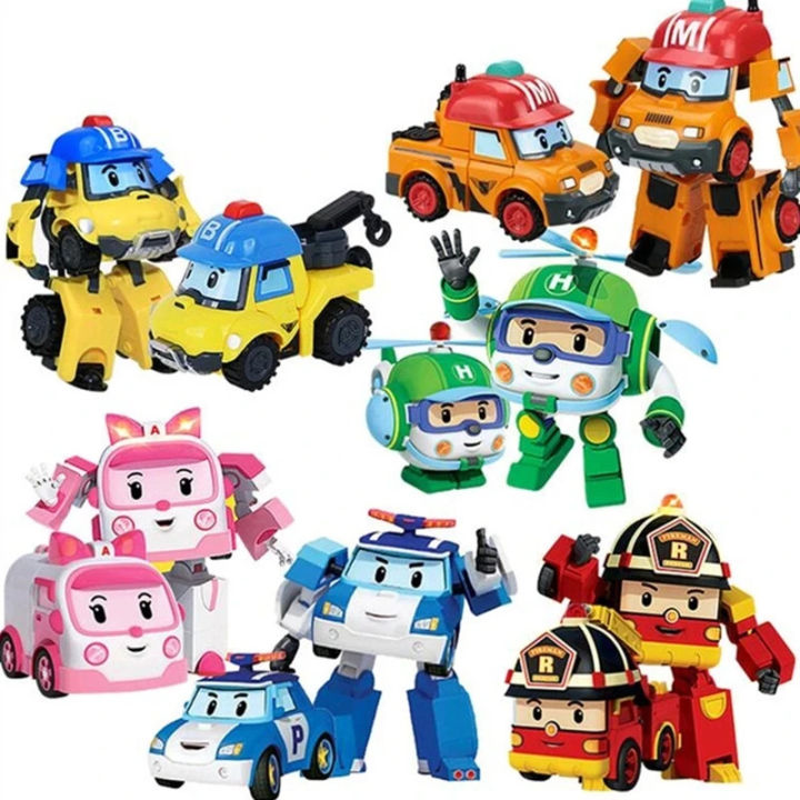 LJNew Cartoon Robocar Poli Action Figures Transformation Anime Hand ...