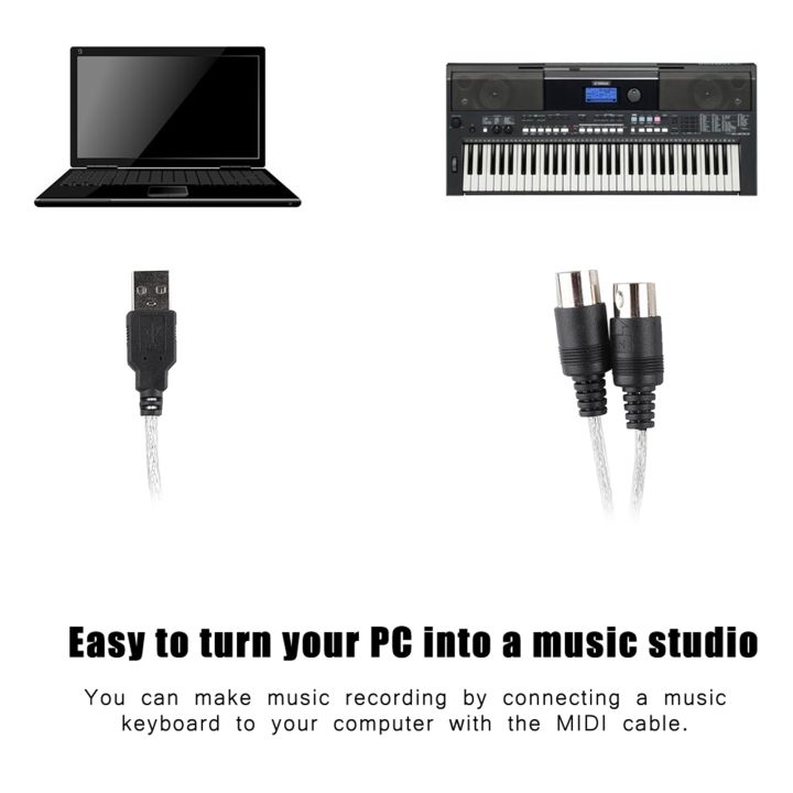 POCREATION USB MIDI Cable Easy to Turn PC into Music Studio Record ...